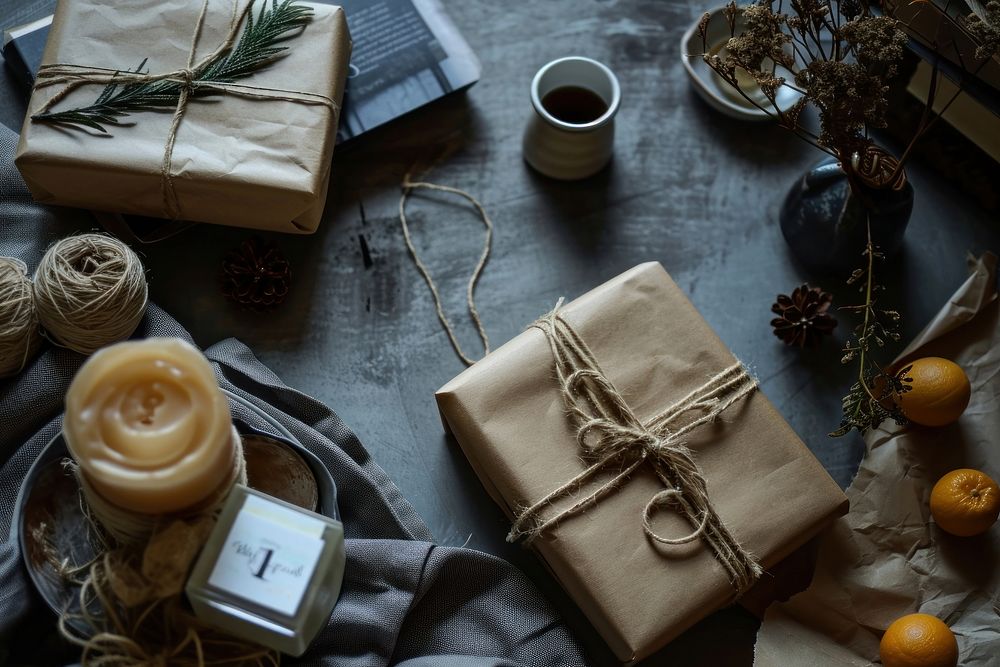 Diy gift wrapping table celebration | Free Photo - rawpixel