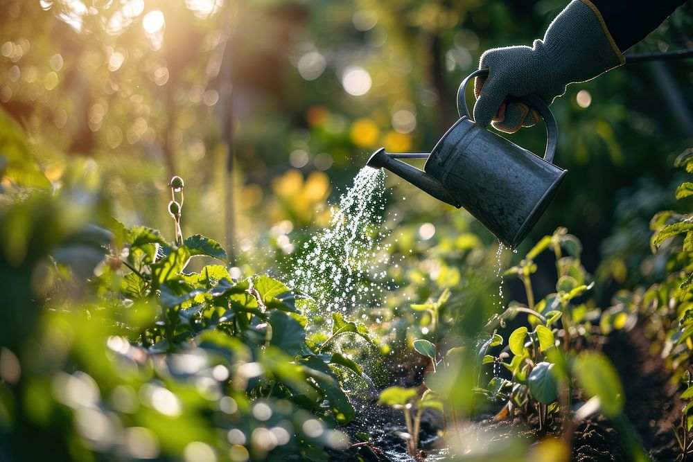 Person watering plants garden gardening | Free Photo - rawpixel