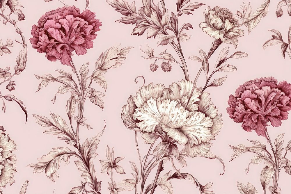 Carnation toile wallpaper carnation pattern. | Free Photo Illustration ...