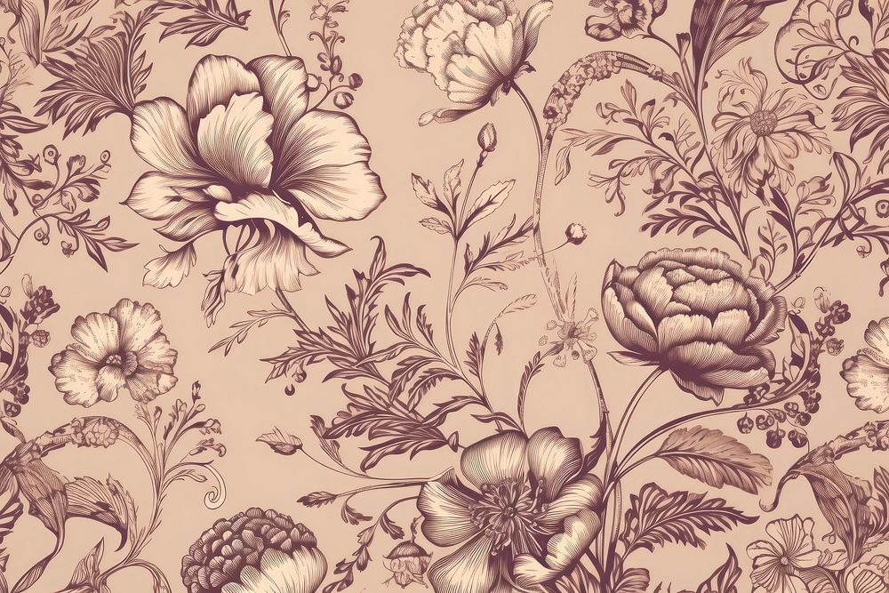 Flower toile wallpaper pattern plant. | Premium Photo Illustration ...