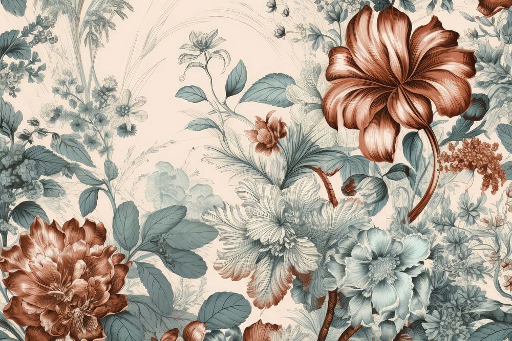 Flower toile wallpaper pattern plant. | Premium Photo Illustration ...