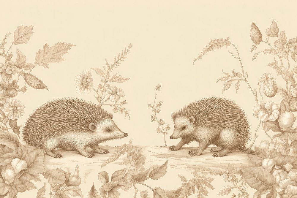 Hedgehog toile drawing animal mammal. | Free Photo Illustration - rawpixel