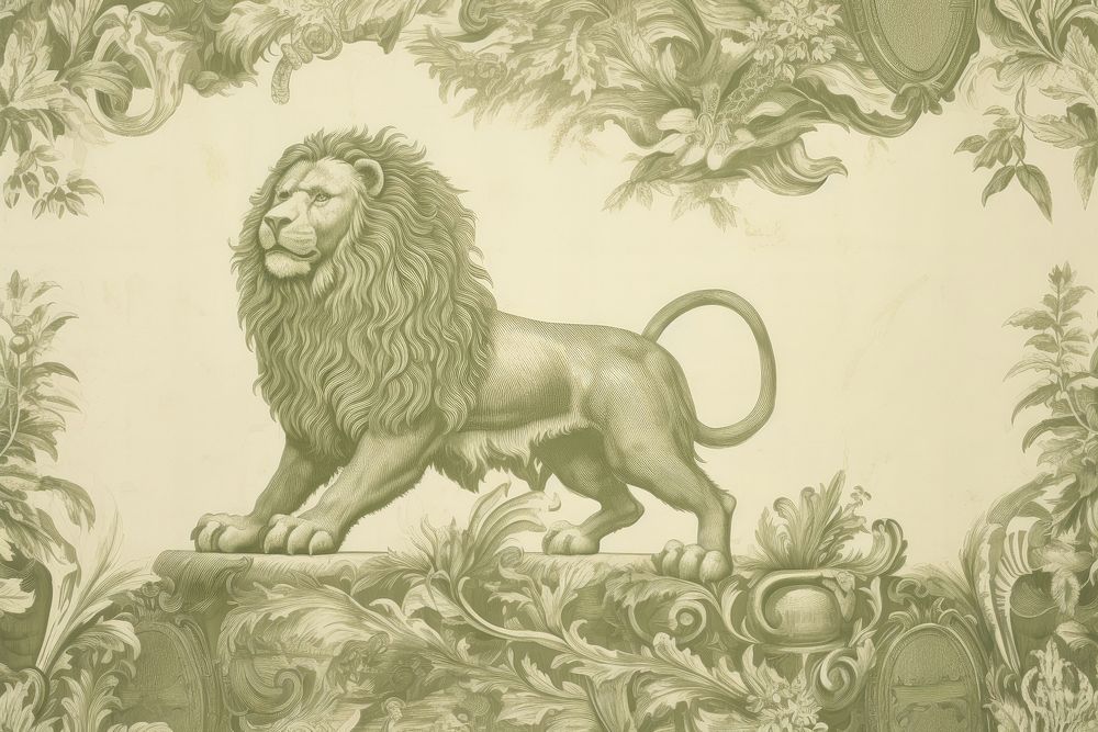 Lion toile drawing animal mammal. | Free Photo Illustration - rawpixel