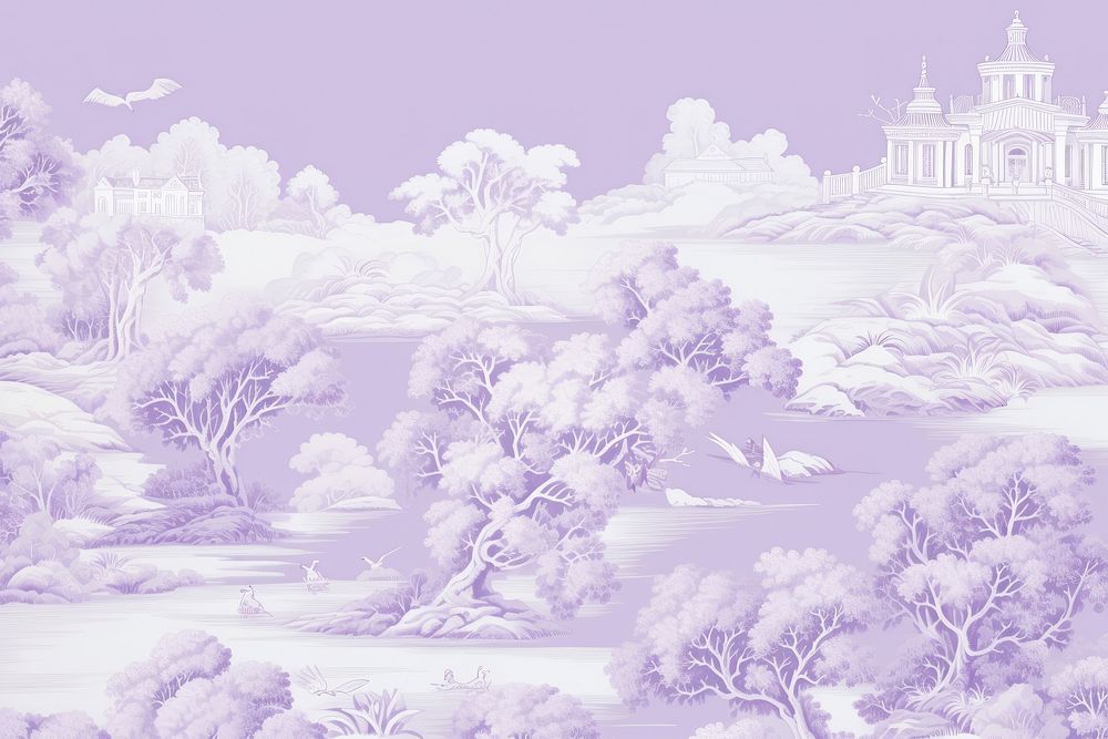 Lilac toile landscape wallpaper drawing. | Premium Photo Illustration ...