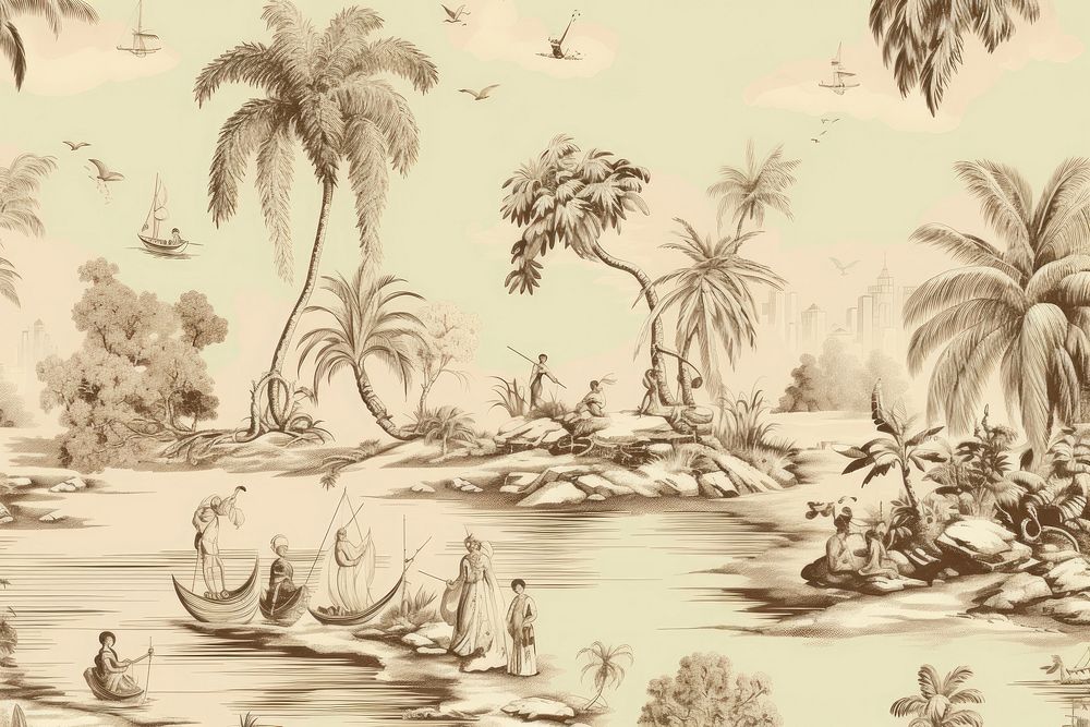 Tropical beach toile drawing sketch | Free Photo Illustration - rawpixel