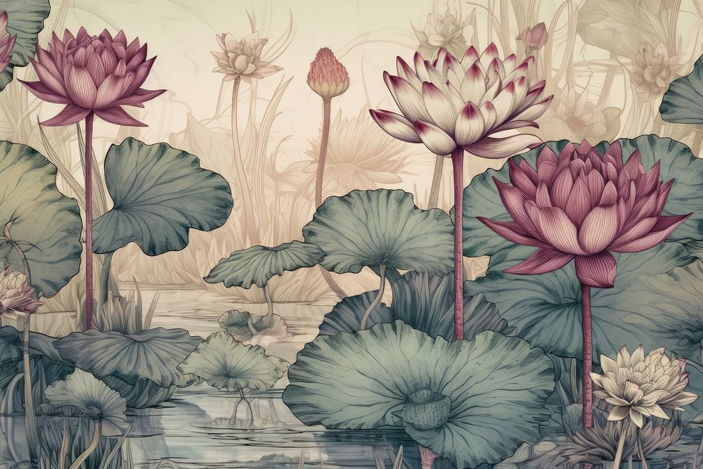 Water lily toile flower sketch | Premium Photo Illustration - rawpixel