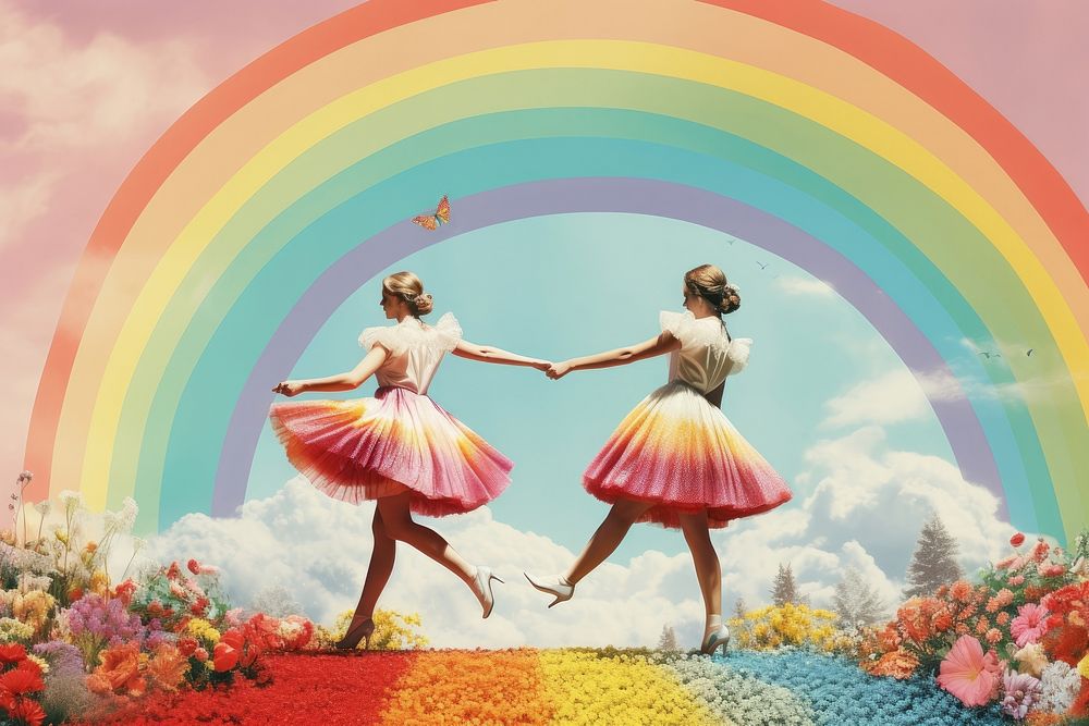 Rainbow dancing fashion flower. | Free Photo Illustration - rawpixel