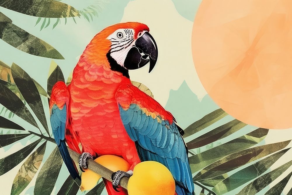 Collage Retro dreamy parrot animal | Premium Photo Illustration - rawpixel
