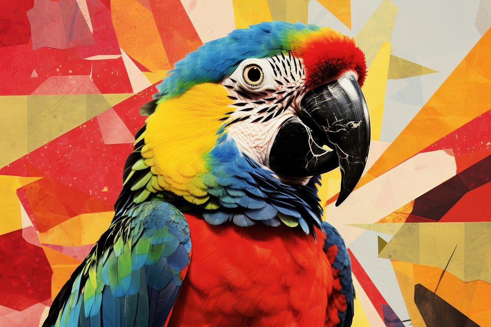 Collage Retro dreamy parrot animal | Free Photo Illustration - rawpixel