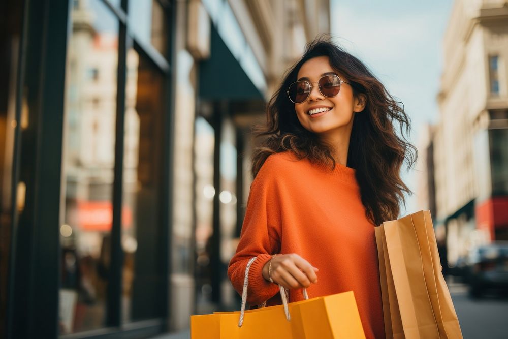 Shopping alone holding adult woman. | Free Photo - rawpixel