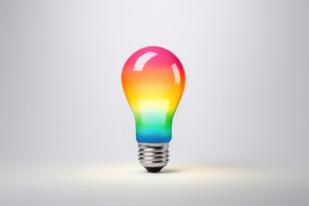 Rainbow Light bulb lightbulb innovation | Free Photo - rawpixel