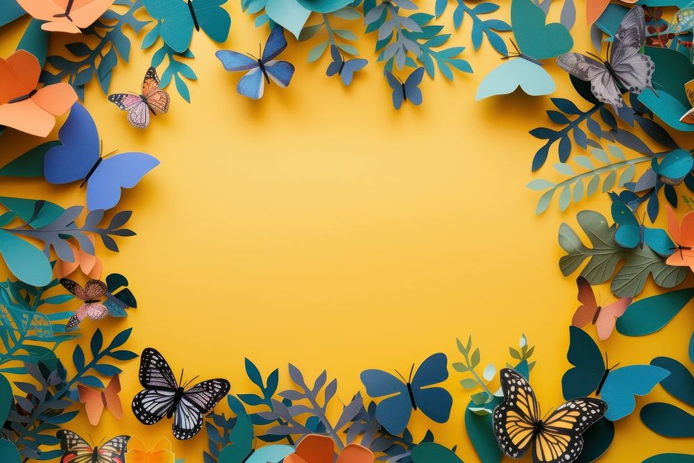 Butterfly frame border backgrounds outdoors | Premium Photo ...