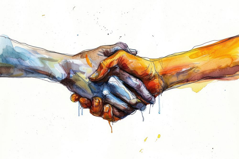 Holding hands handshake drawing sketch. | Free Photo Illustration ...