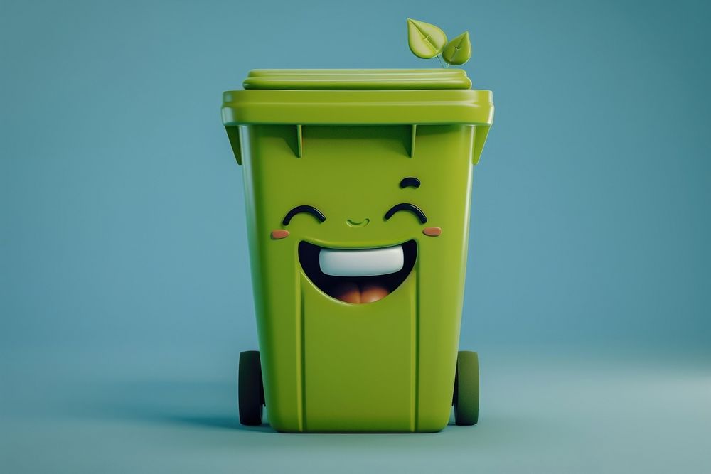 Green bin character smiling cartoon | Free Photo Illustration - rawpixel