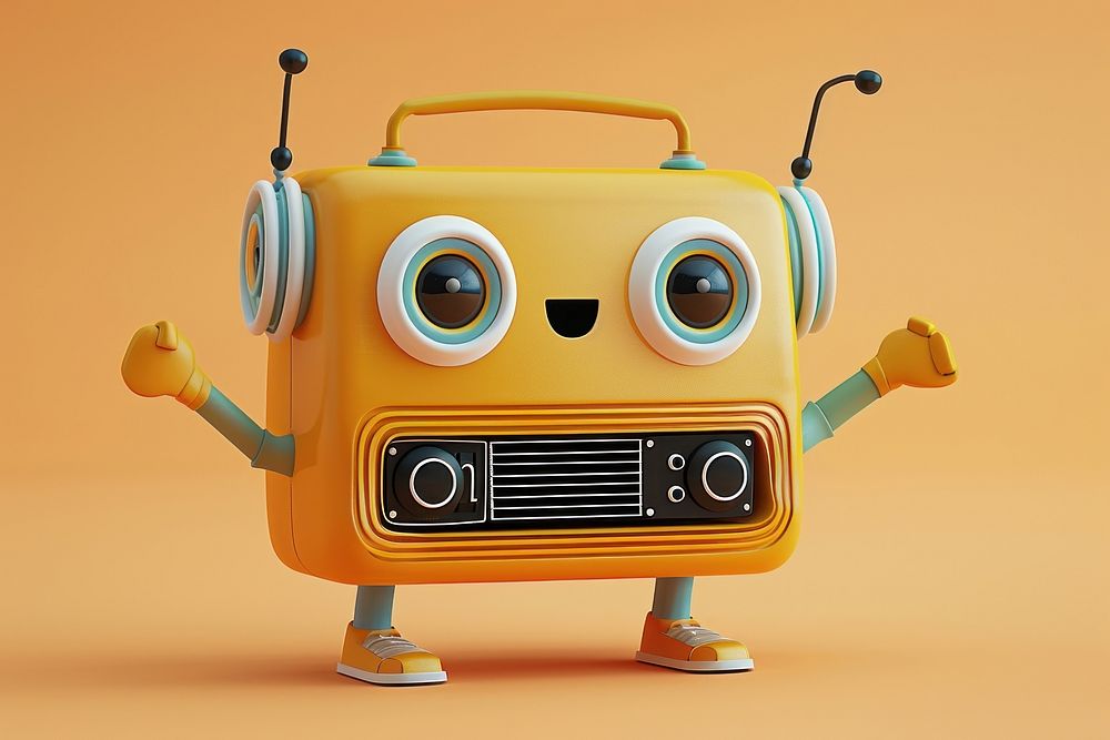 3d radio character cartoon robot | Free Photo Illustration - rawpixel