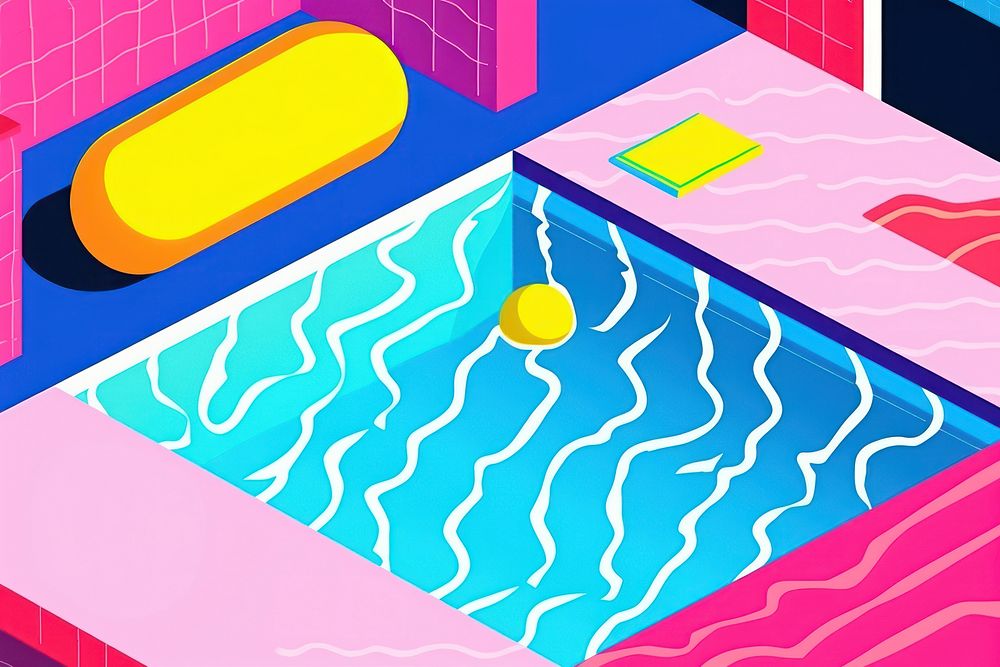 Summer pool art reflection floating. | Premium Photo Illustration ...