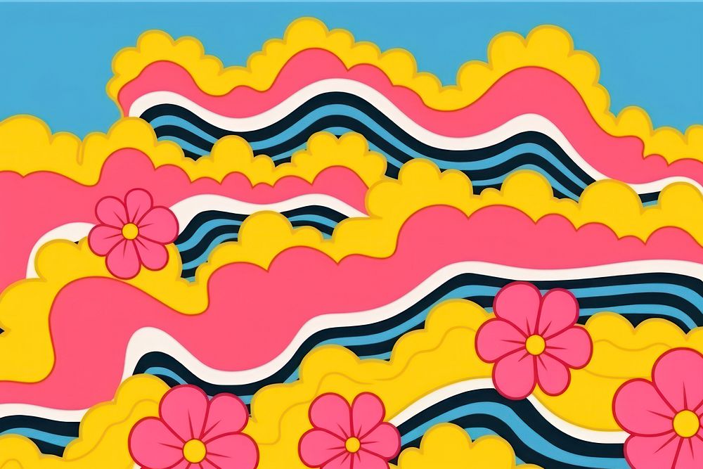 Wave flowers border pattern art | Premium Photo Illustration - rawpixel