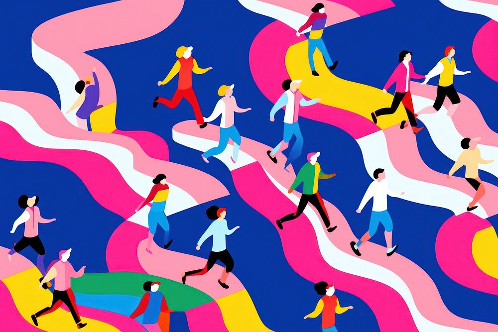 Wave people running abstract pattern | Free Photo Illustration - rawpixel