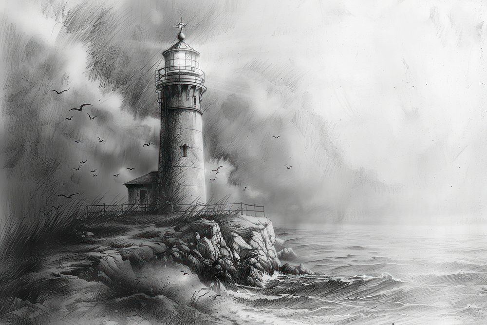 Lighthouse architecture drawing sketch. | Free Photo Illustration ...