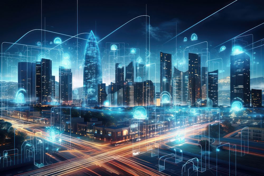 Smart city virtual interface architecture | Premium Photo Illustration ...