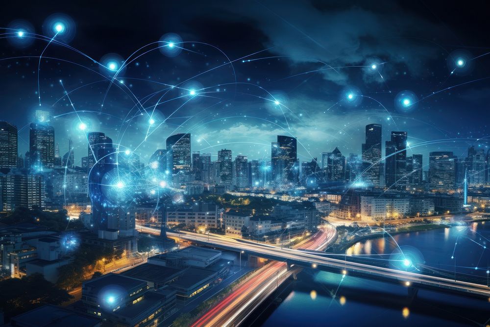 Smart city night architecture futuristic. | Premium Photo Illustration ...