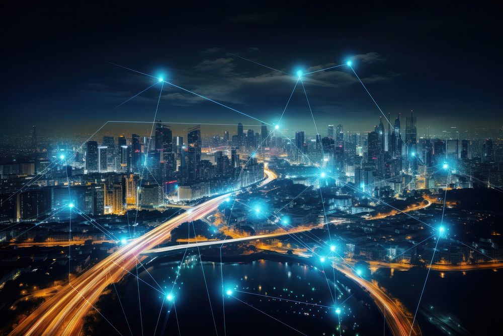 Smart city night architecture technology | Free Photo Illustration ...