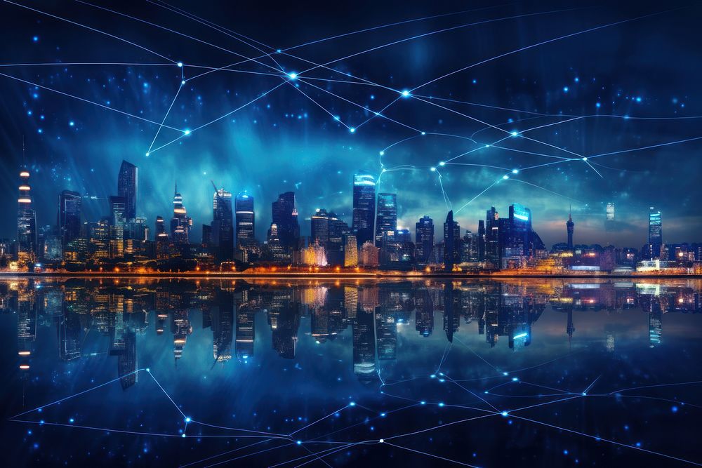 Smart city night sky architecture. | Free Photo Illustration - rawpixel