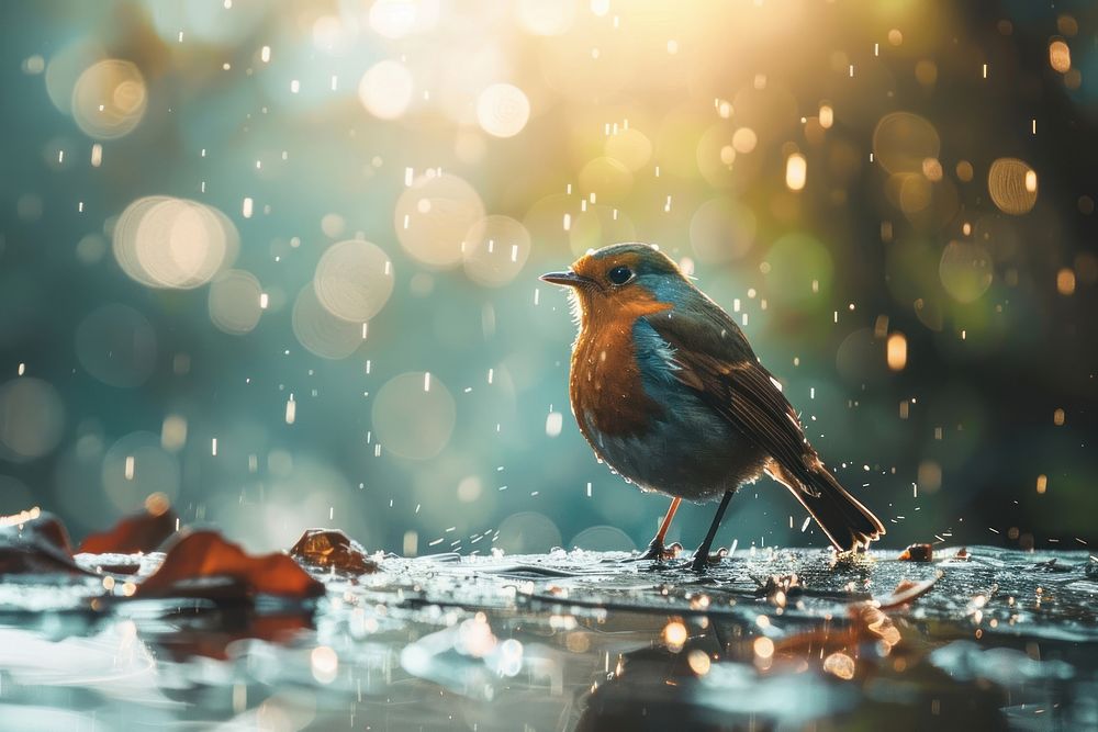 Robin bird animal reflection wildlife. | Free Photo - rawpixel