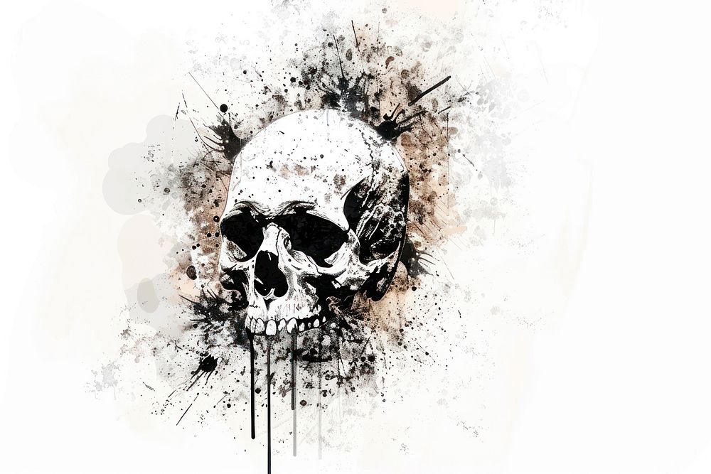 Skull illustrated splattered creativity. | Free Photo Illustration ...