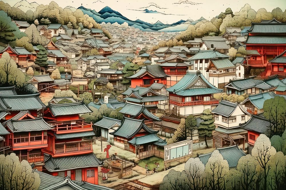 Traditional japanese towns tradition outdoors | Premium Photo ...