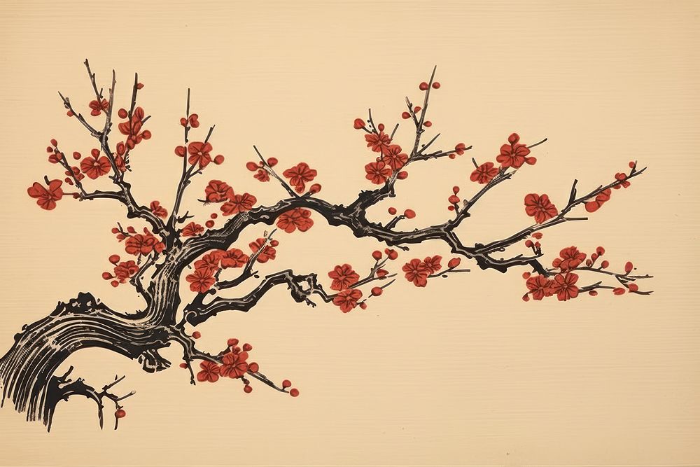 Traditional japanese twig painting blossom | Free Photo Illustration ...