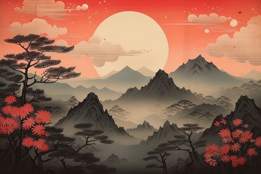 Traditional japanese mist landscape mountain | Free Photo Illustration ...