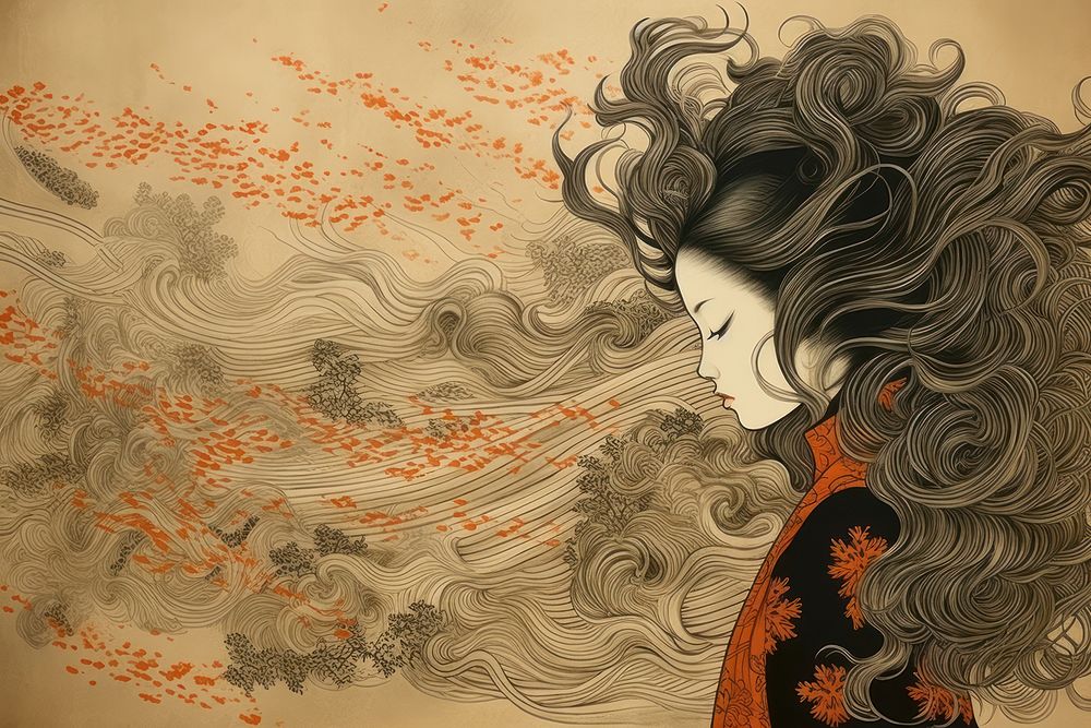 Traditional japanese mist painting drawing | Premium Photo Illustration ...