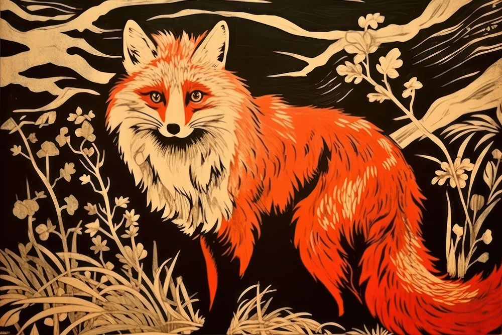 PNG Traditional japanese red fox | Premium Photo Illustration - rawpixel