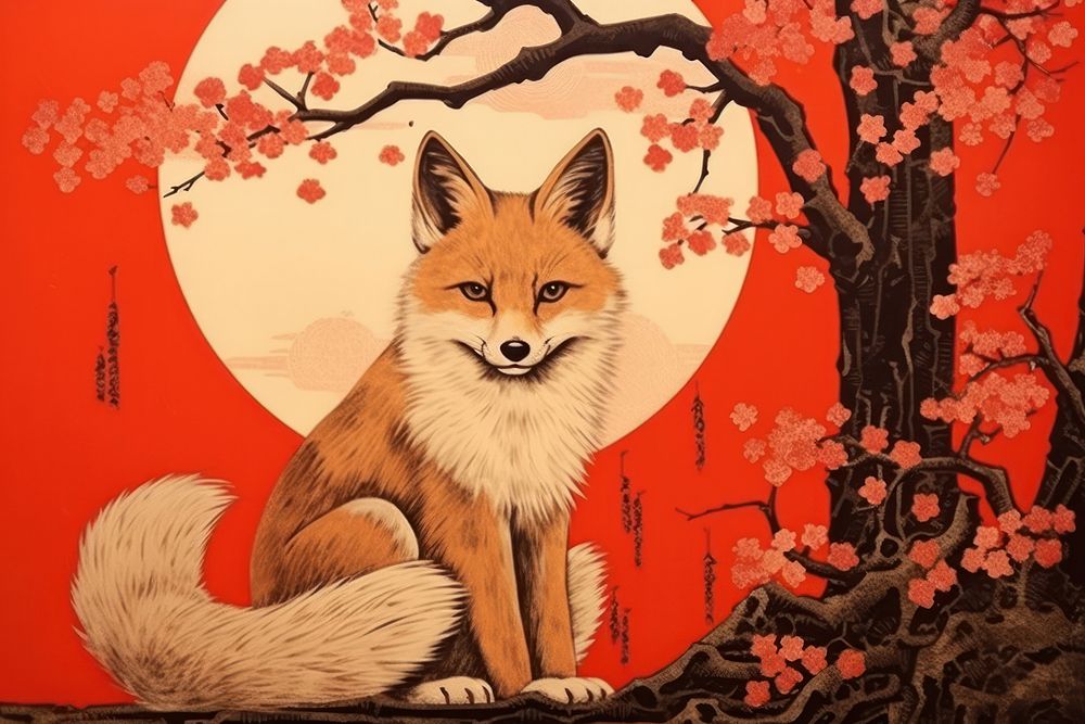 Traditional japanese red fox animal | Free Photo Illustration - rawpixel