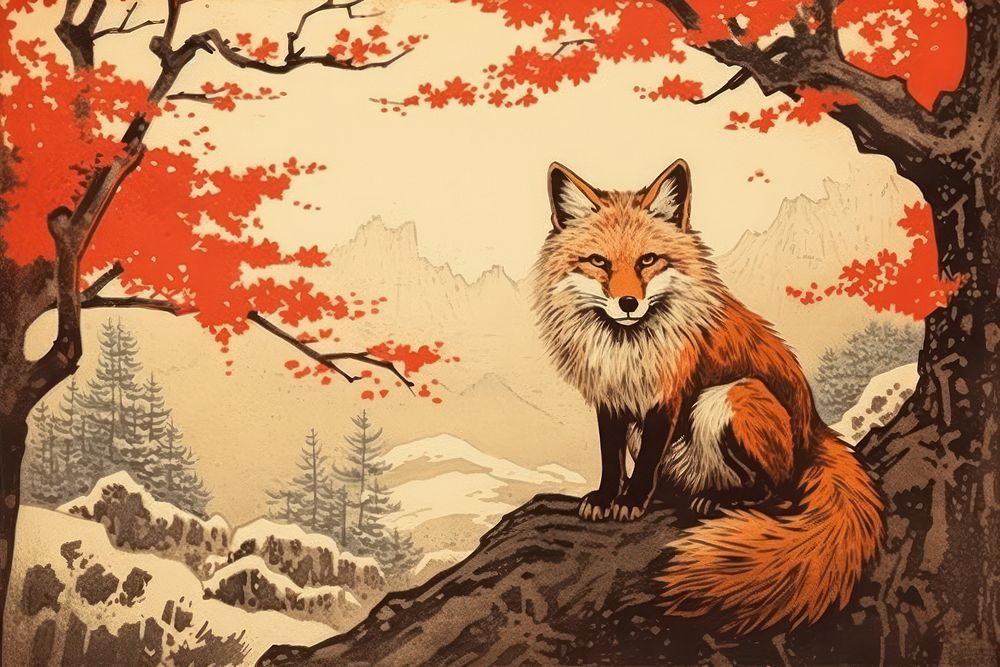 PNG Traditional japanese red fox | Free Photo Illustration - rawpixel