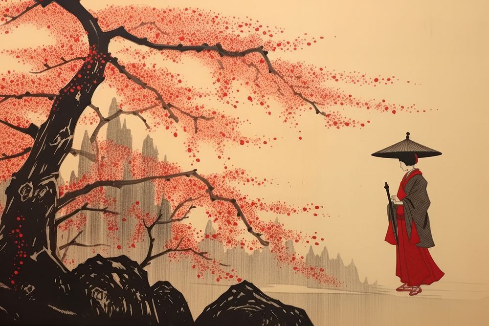 Traditional japanese samuri painting plant | Premium Photo Illustration ...