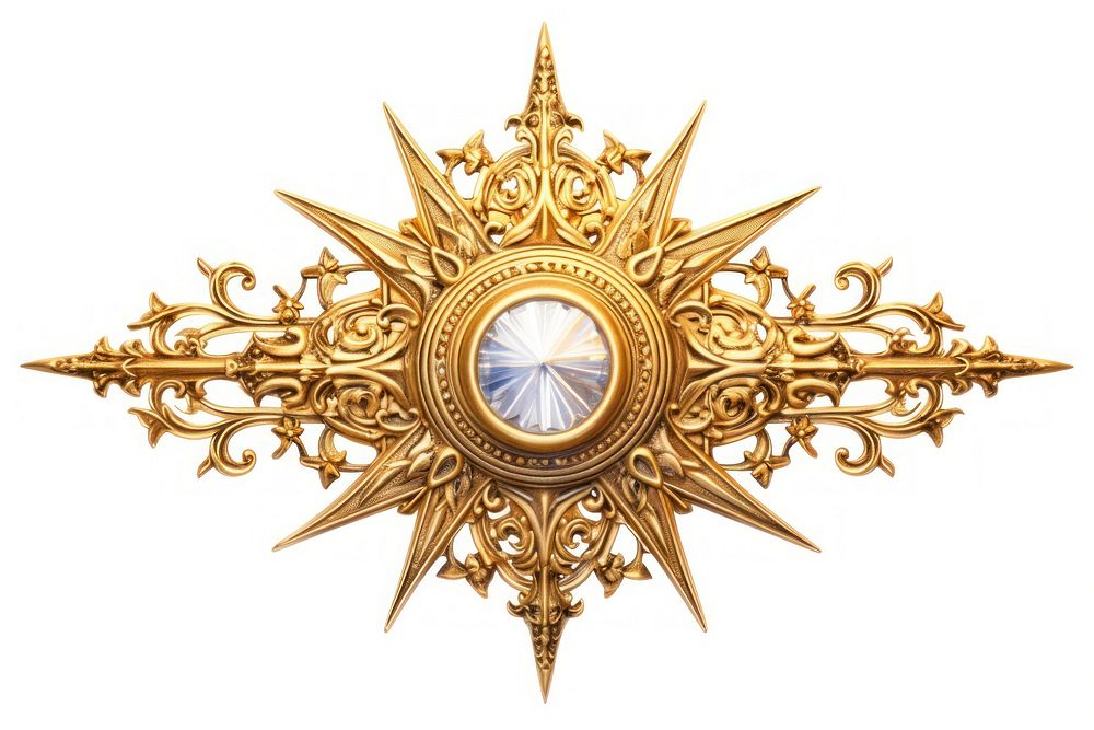 Baroque Star gold jewelry brooch. | Premium Photo Illustration - rawpixel