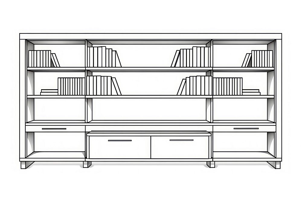 bookcase furniture bookshelf sketch line. | Free Photo Illustration ...