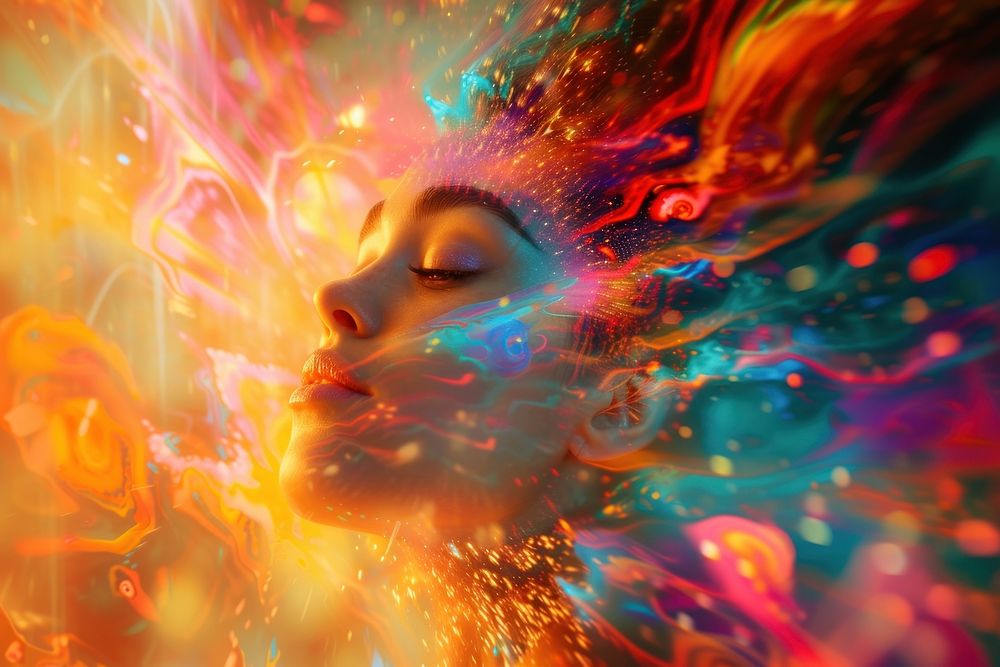 Psychedelic woman abstract portrait surreal. | Premium Photo - rawpixel