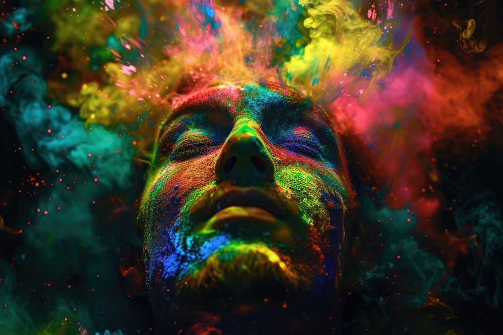 Psychedelic human meditation abstract portrait | Premium Photo - rawpixel