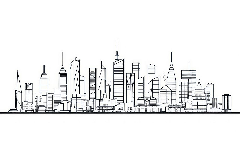Buildings sketch metropolis drawing. | Free Photo Illustration - rawpixel