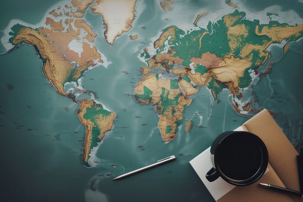 Black coffee world map table | Free Photo - rawpixel
