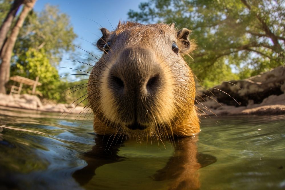Capybara looking camera animal wildlife | Premium Photo - rawpixel