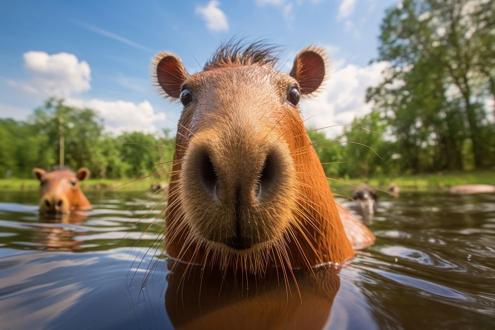 Capybara looking camera animal livestock | Free Photo - rawpixel