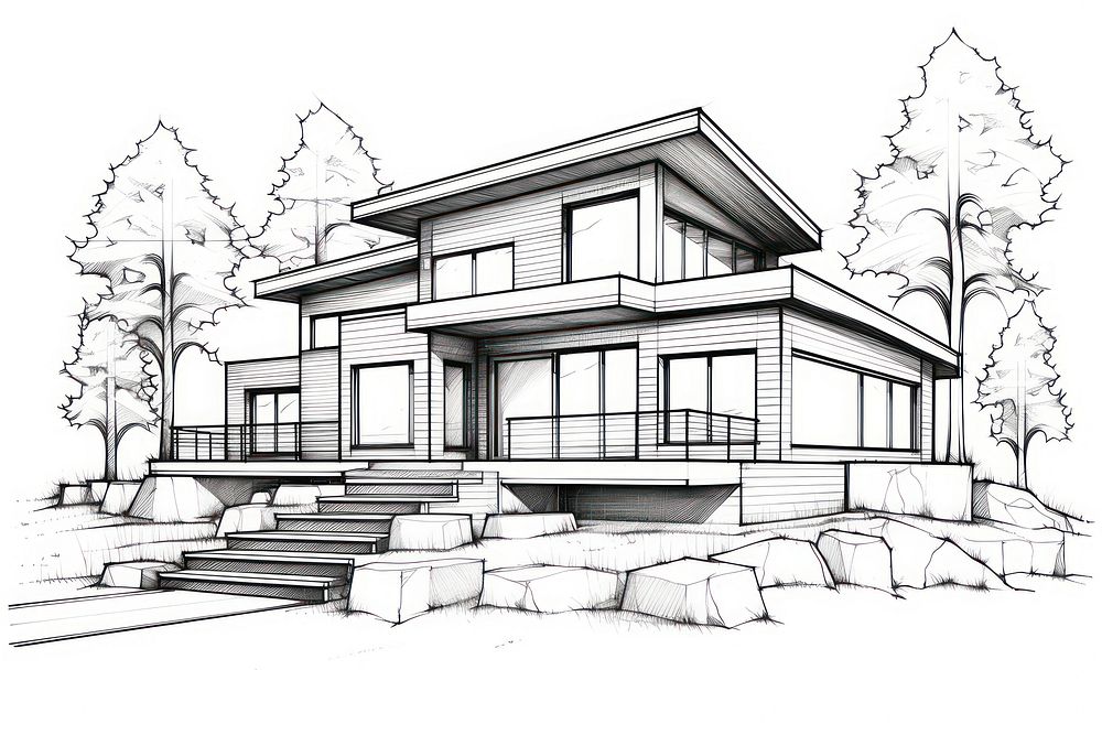 House sketch architecture building. | Free Photo Illustration - rawpixel