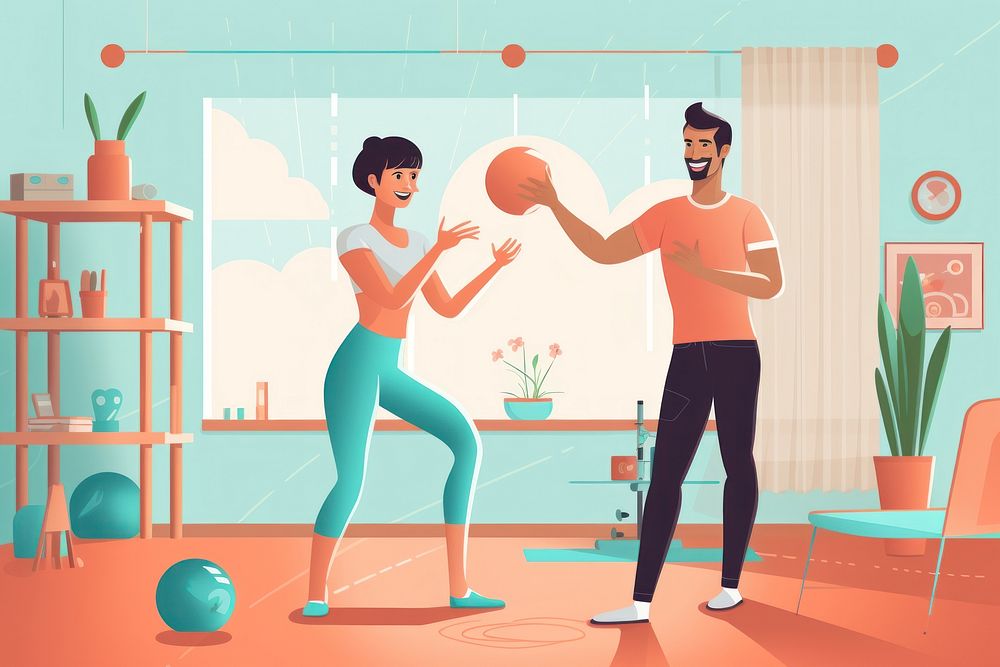 Physiotherapy cartoon sports adult. | Free Photo Illustration - rawpixel