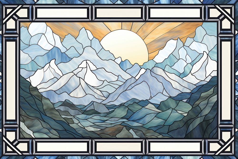 Mountain mosaic border frame art | Free Photo Illustration - rawpixel