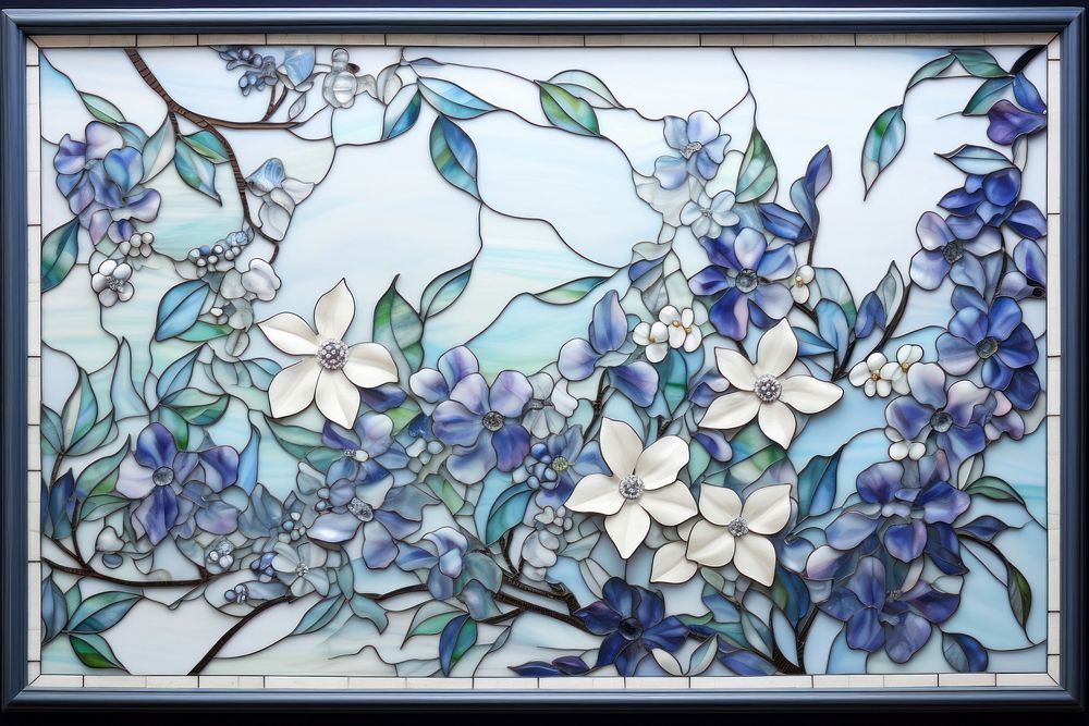 Botanical mosaic art painting pattern. | Free Photo Illustration - rawpixel