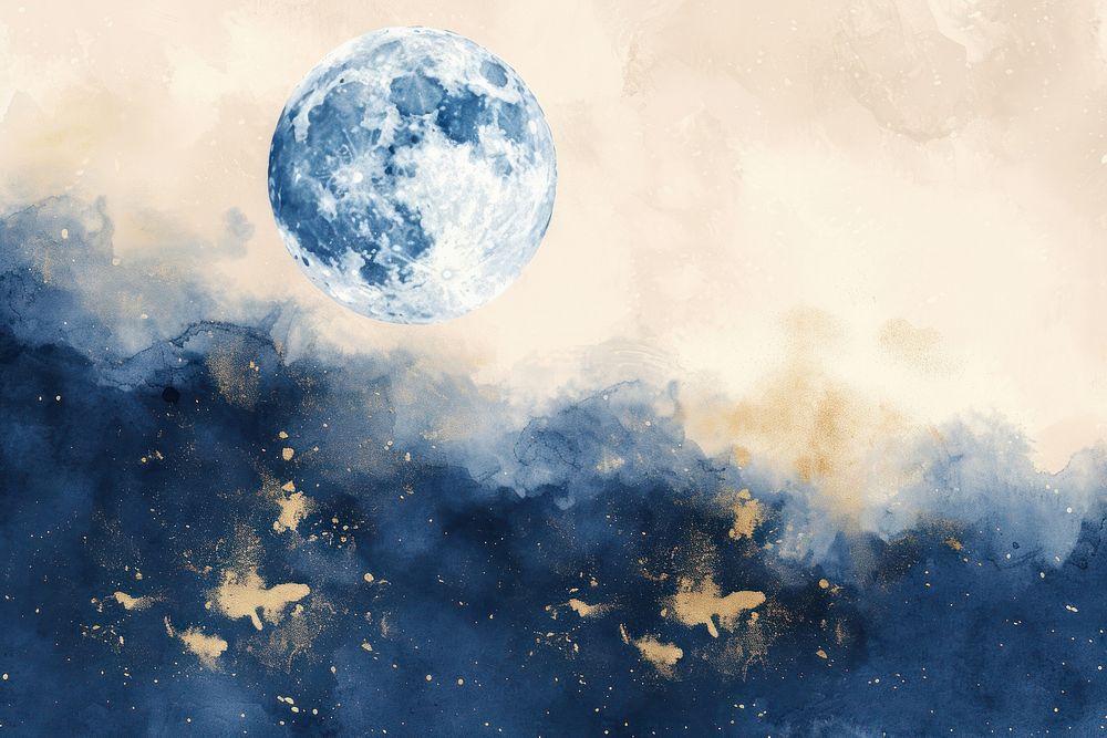 Moon watercolor background night moon | Premium Photo Illustration ...